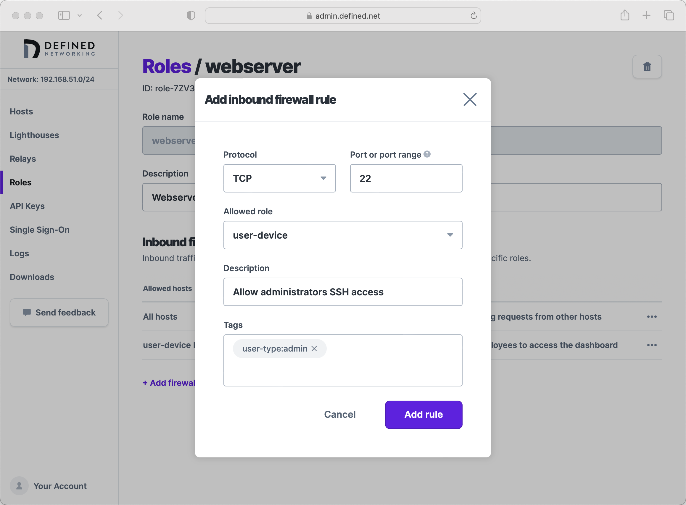 Creating Firewalls Using Roles and Tags | Managed Nebula Docs