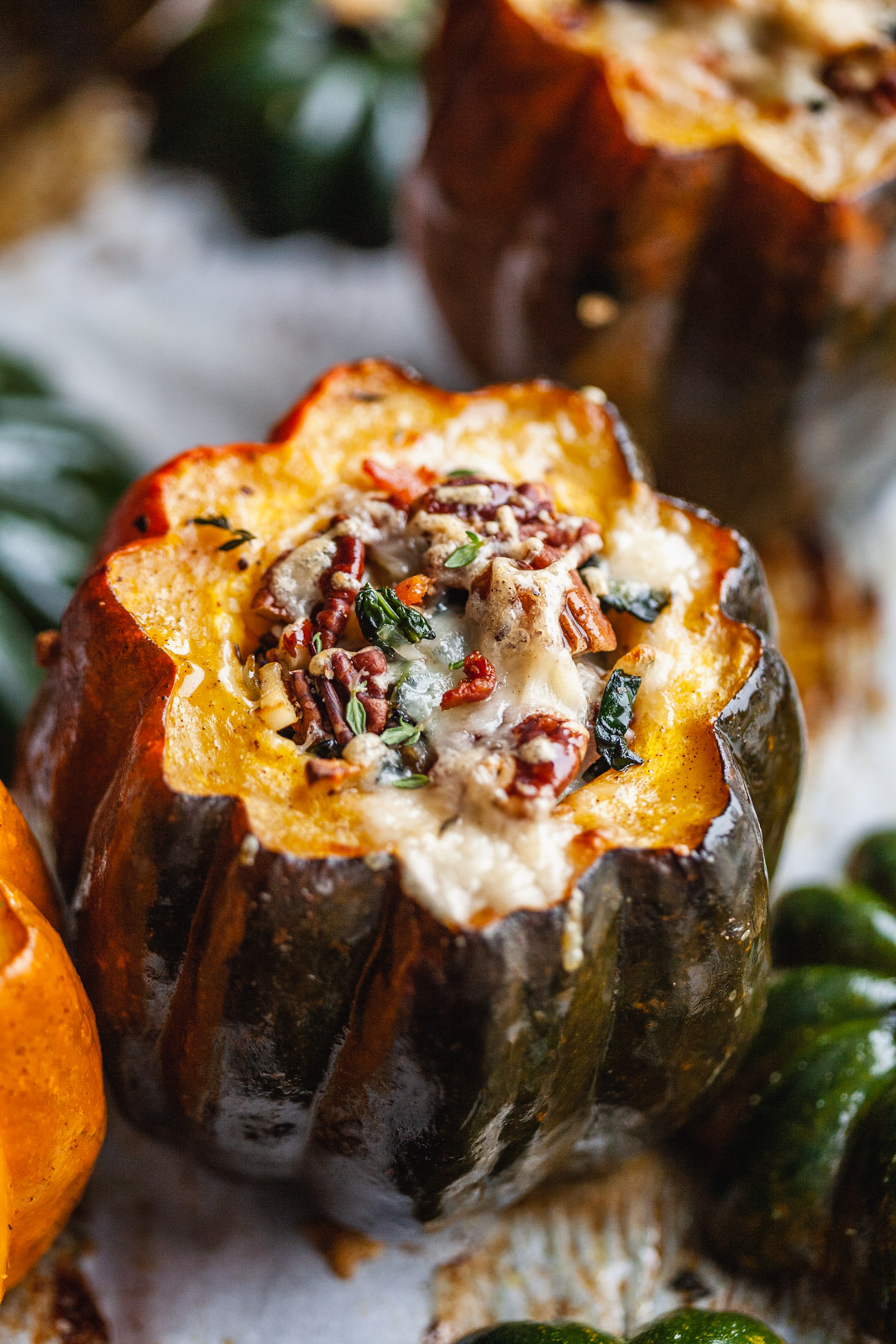 Stuffed Acorn Squash With Bacon And Kale Bread Pudding | Olive & Mango
