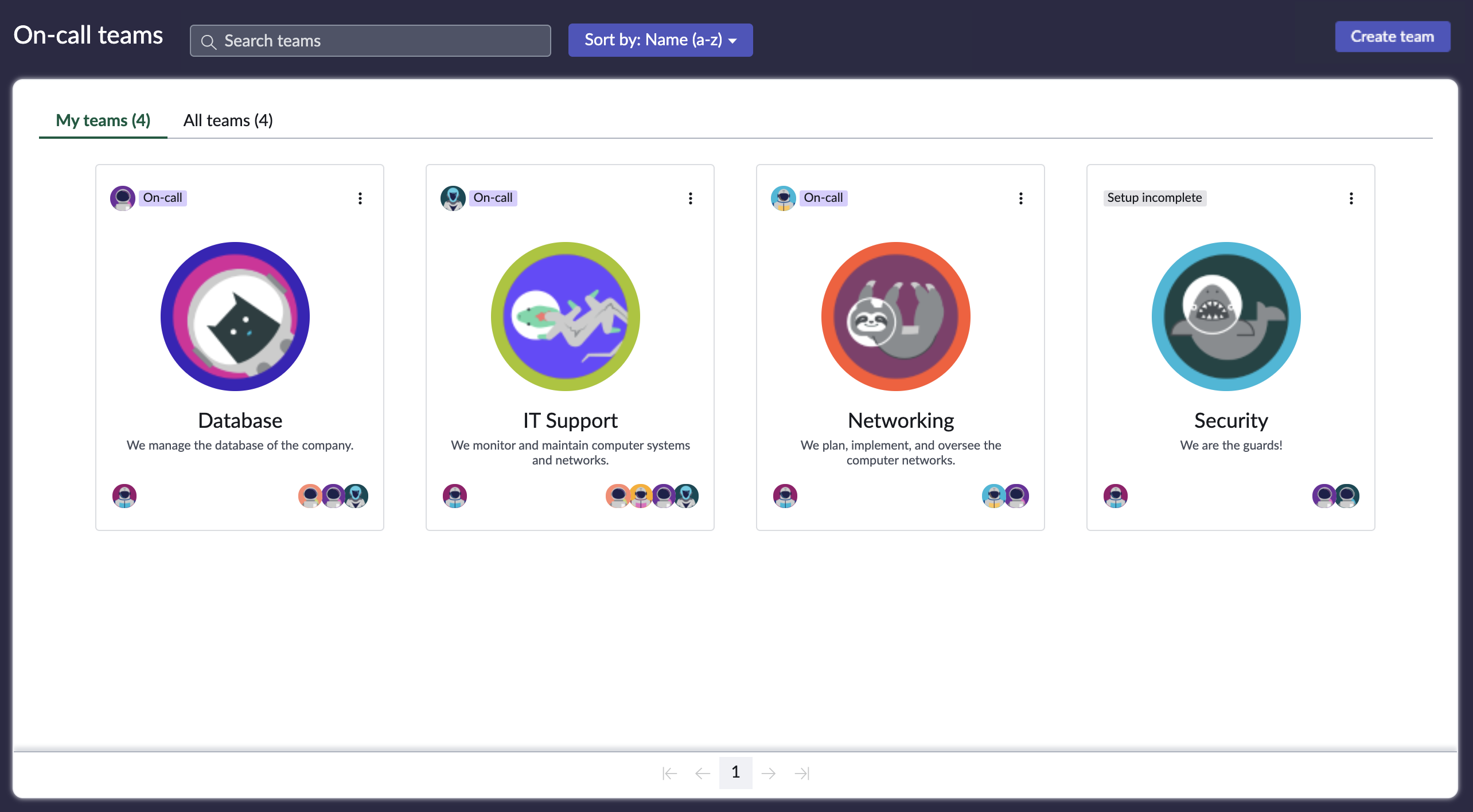 The On call Teams Landing Page Where You Can Search For A Team Or Set The On call Teams Landing Page Where You Can Search For A Team Or Set