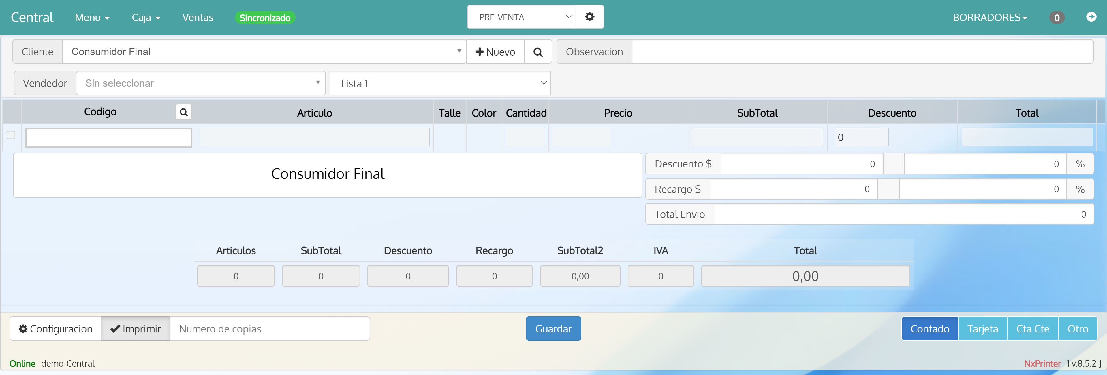 Editar preventa | Ninox Docs