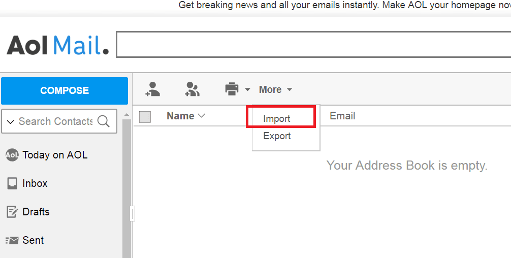 How To Import Contacts To AOL Mail - Covve