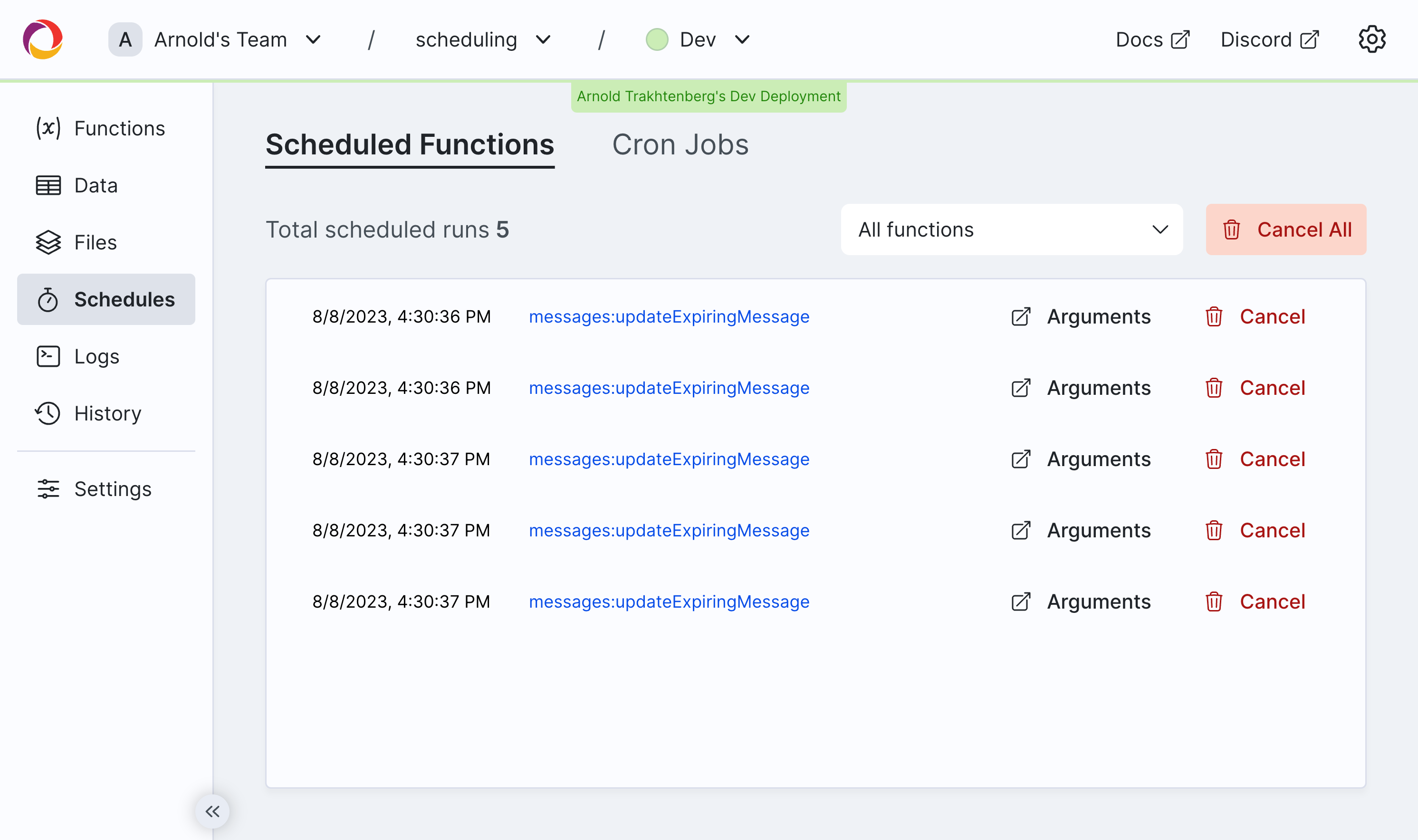 Schedules | Convex Developer Hub