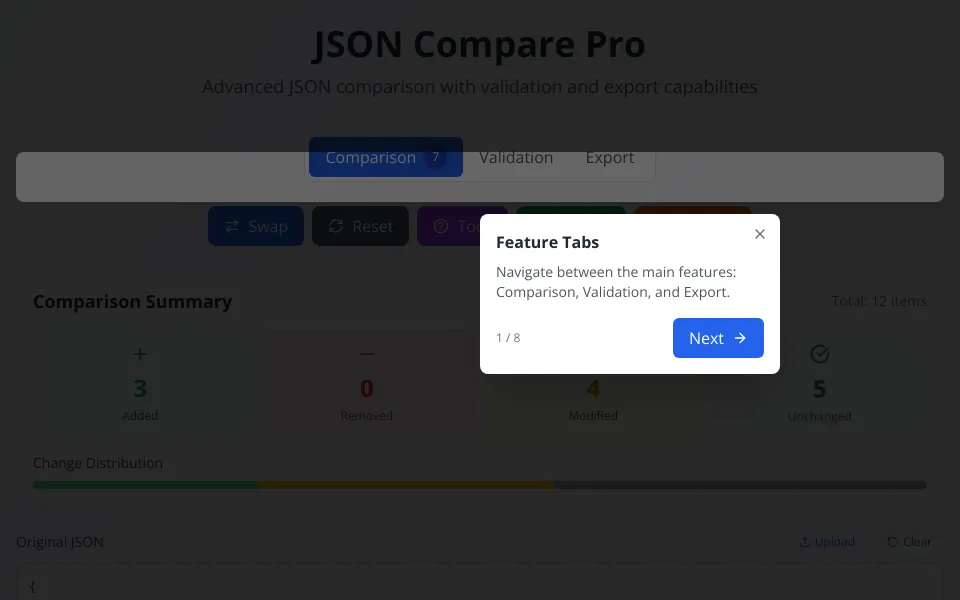 JSON Compare Pro - Advanced JSON Comparison Tool