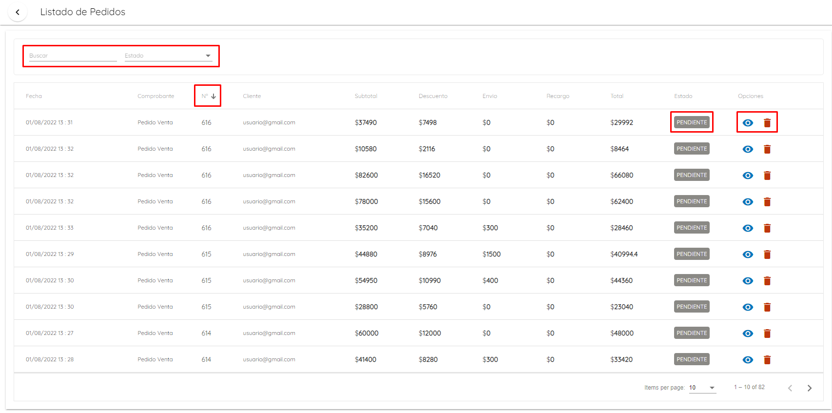 Pedidos | Ninox Docs