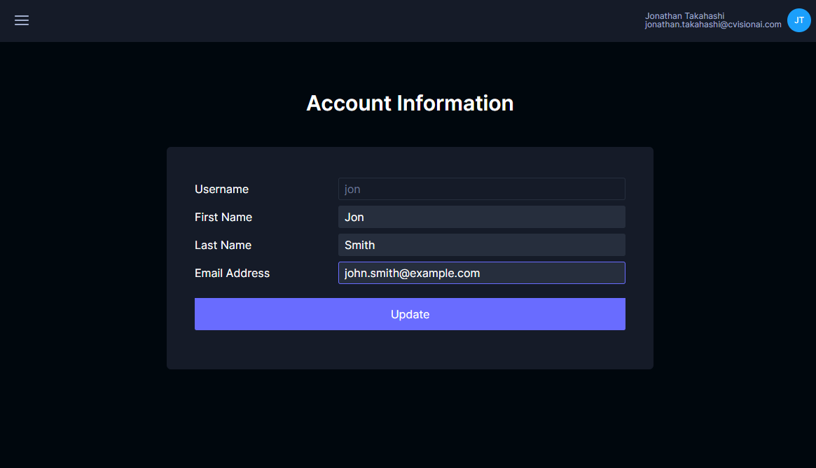 Update account profile | Tator