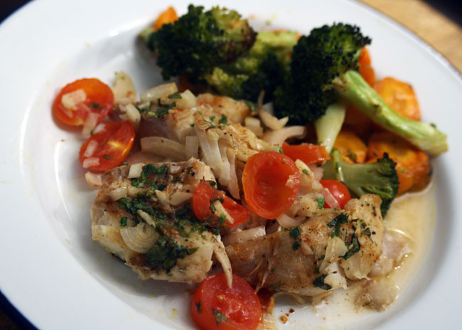 Smoky Baked Cod with Roasted Carrots and Broccoli | On My Kitchen Counter