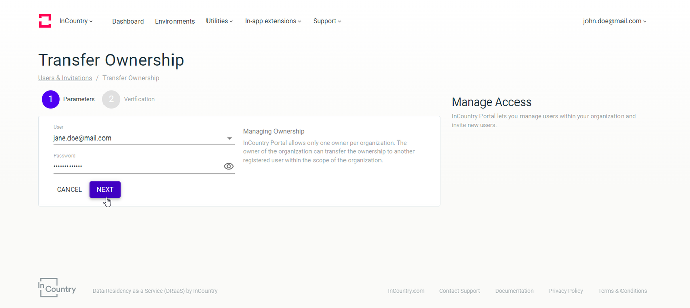 Managing users | InCountry Docs