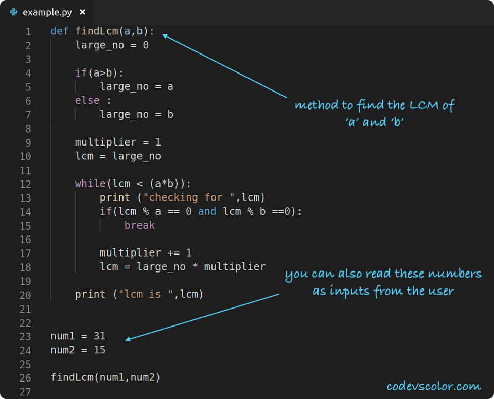 Python Program To Find The LCM Of Two Numbers CodeVsColor Python Program To Find The LCM Of Two Numbers CodeVsColor