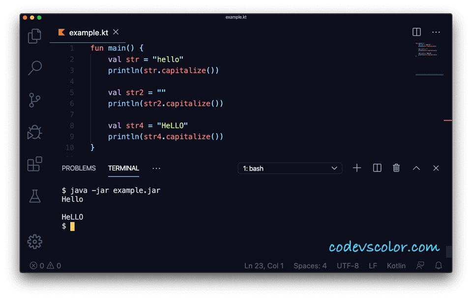 Kotlin program to Capitalize the first character or letter of a string ...