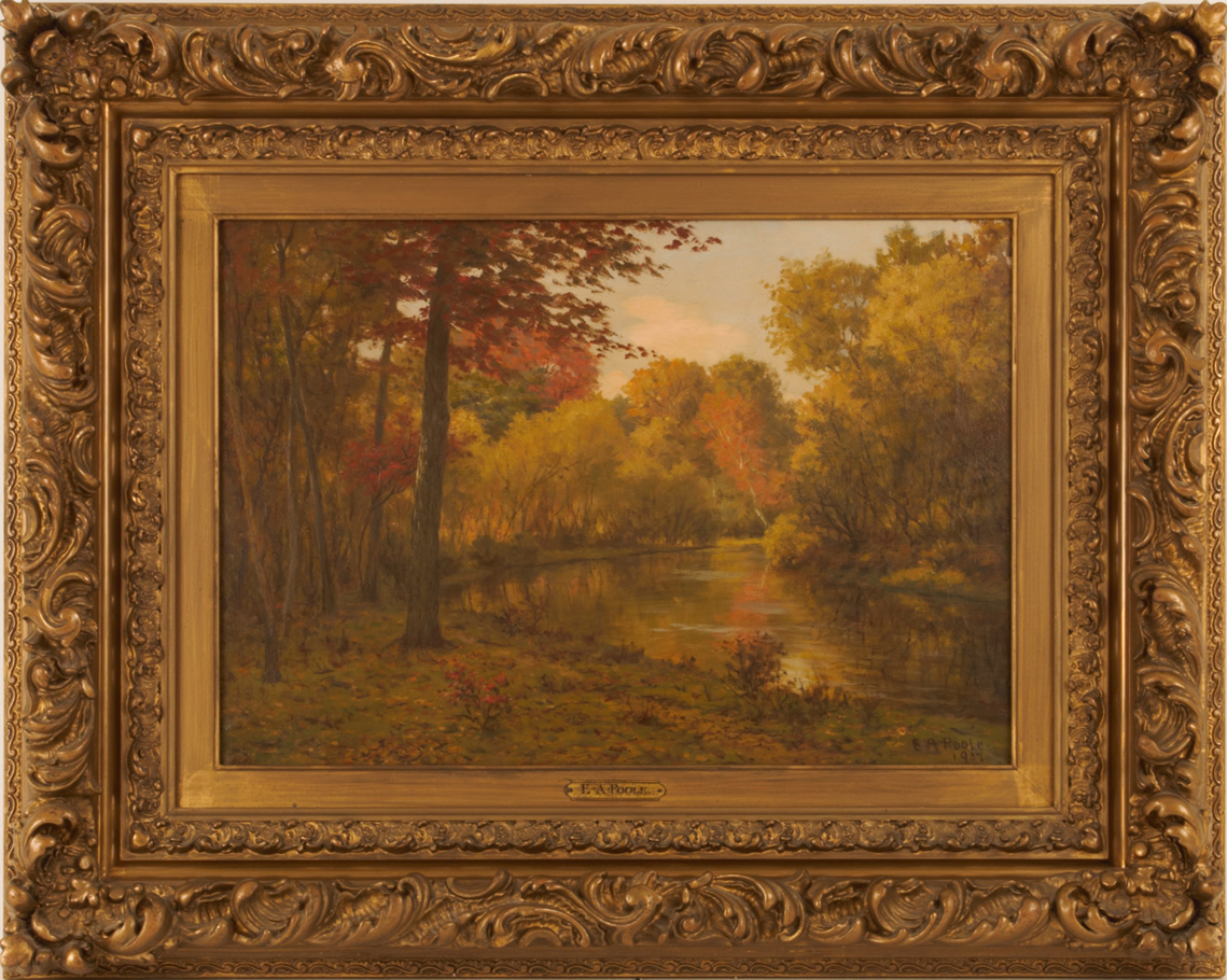 Eugene Alonzo Poole - River Landscape in Early Autumn - 19th Century ...