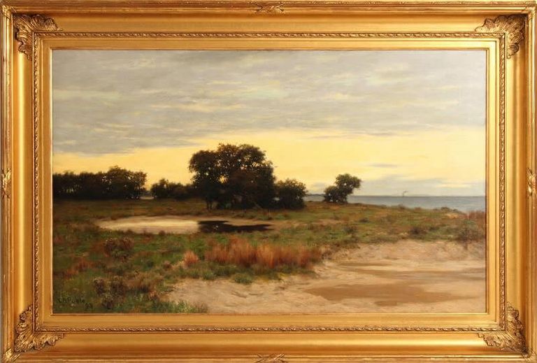 Eugene Alonzo Poole Painting - Sunset Along the Shore - 19th Century ...