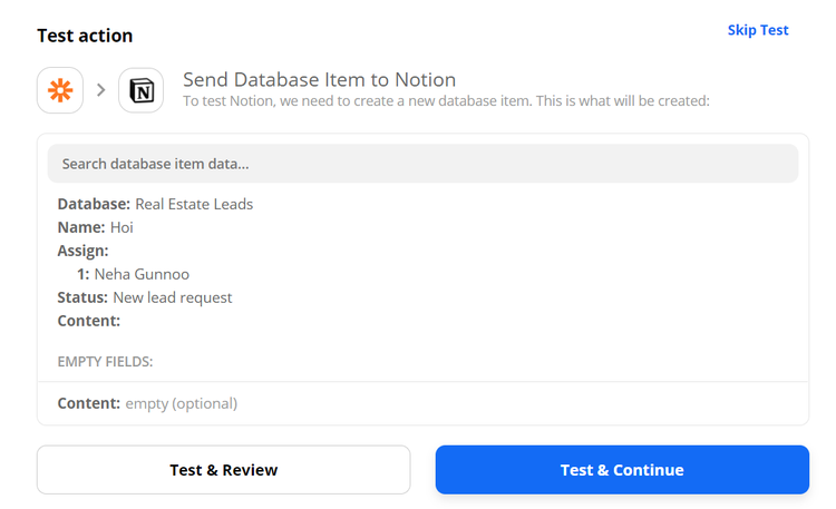 Create a database item in Notion from emails | Parseur
