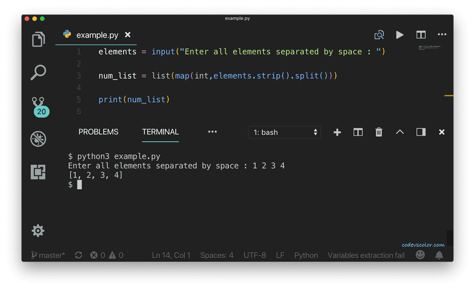 How to read a user input list in python - CodeVsColor