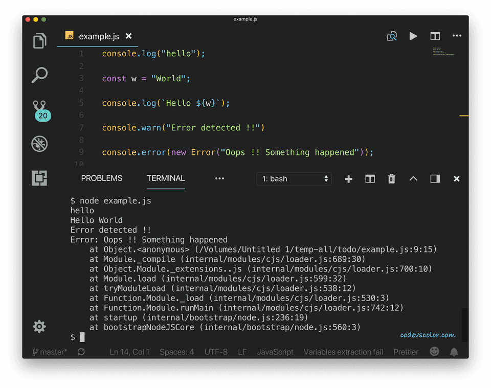 Node.js console module explanation with examples - CodeVsColor
