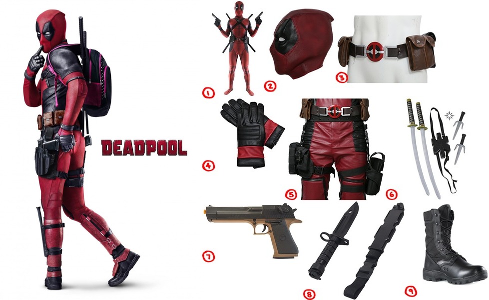 Dress like Deadpool Costume for Cosplay & Halloween