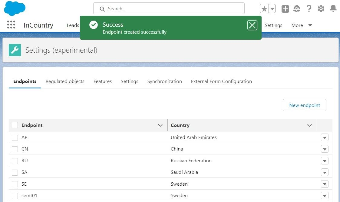 Managing endpoints - InCountry Docs
