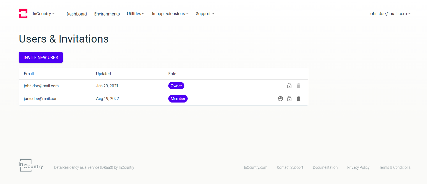 Managing users | InCountry Docs