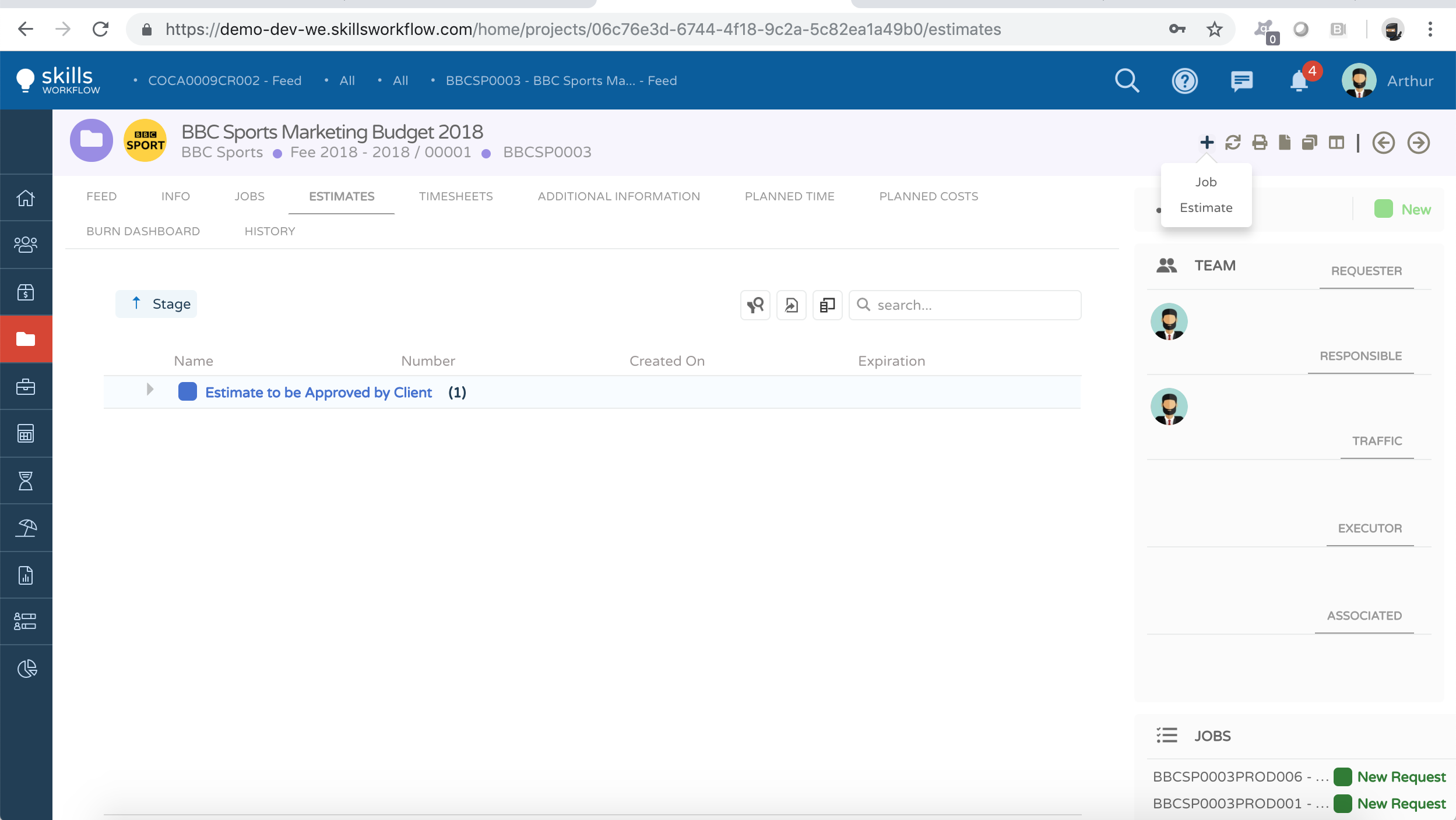 Crear un Estimado | Skills Workflow’s Documentation