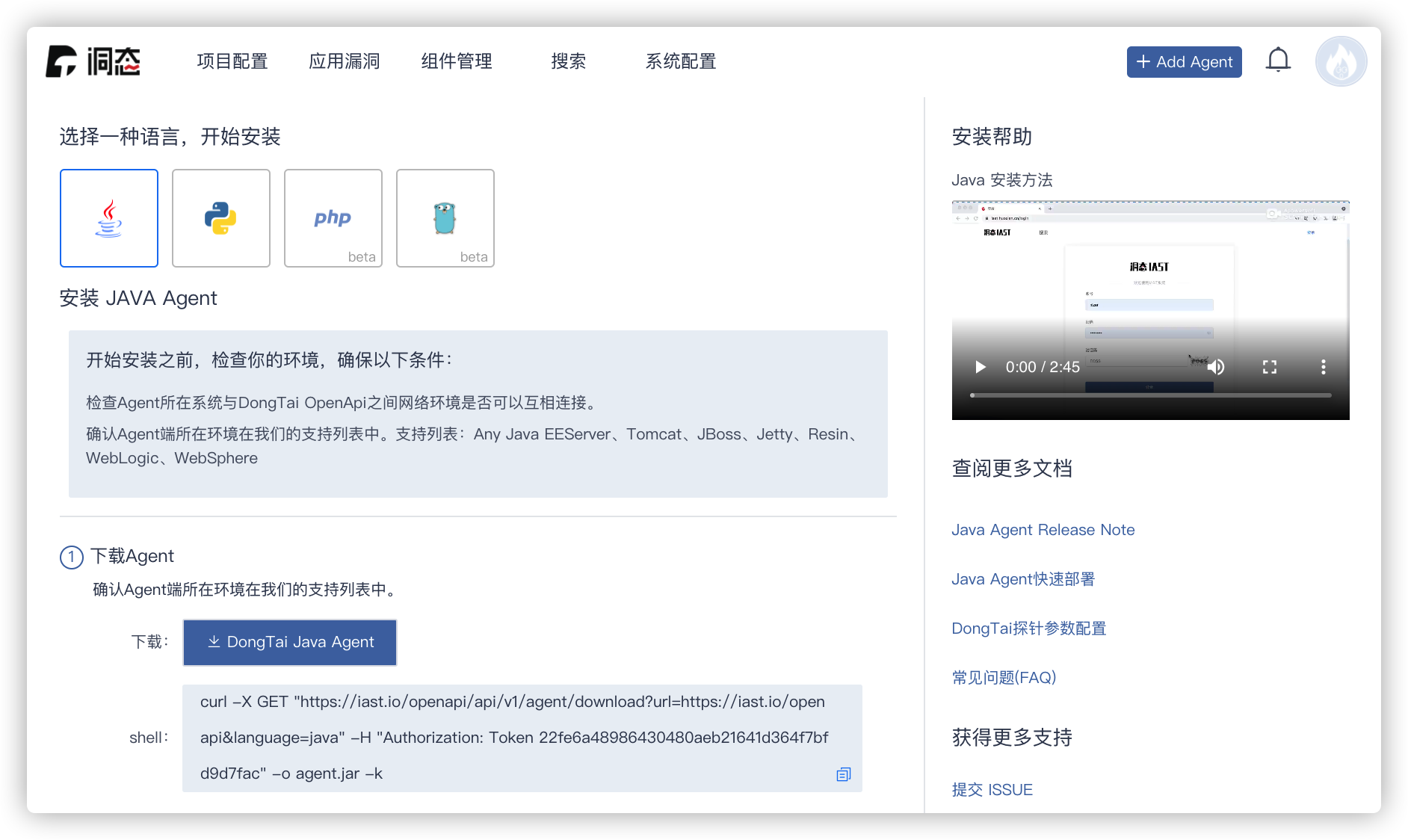 下载 Agent | 洞态文档