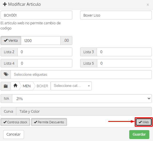 ¿Cómo sincronizo un artículo con mi tienda? | Ninox Docs