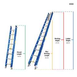G3528 28ft Fiberglass Double Extension Ladder (8.5m)