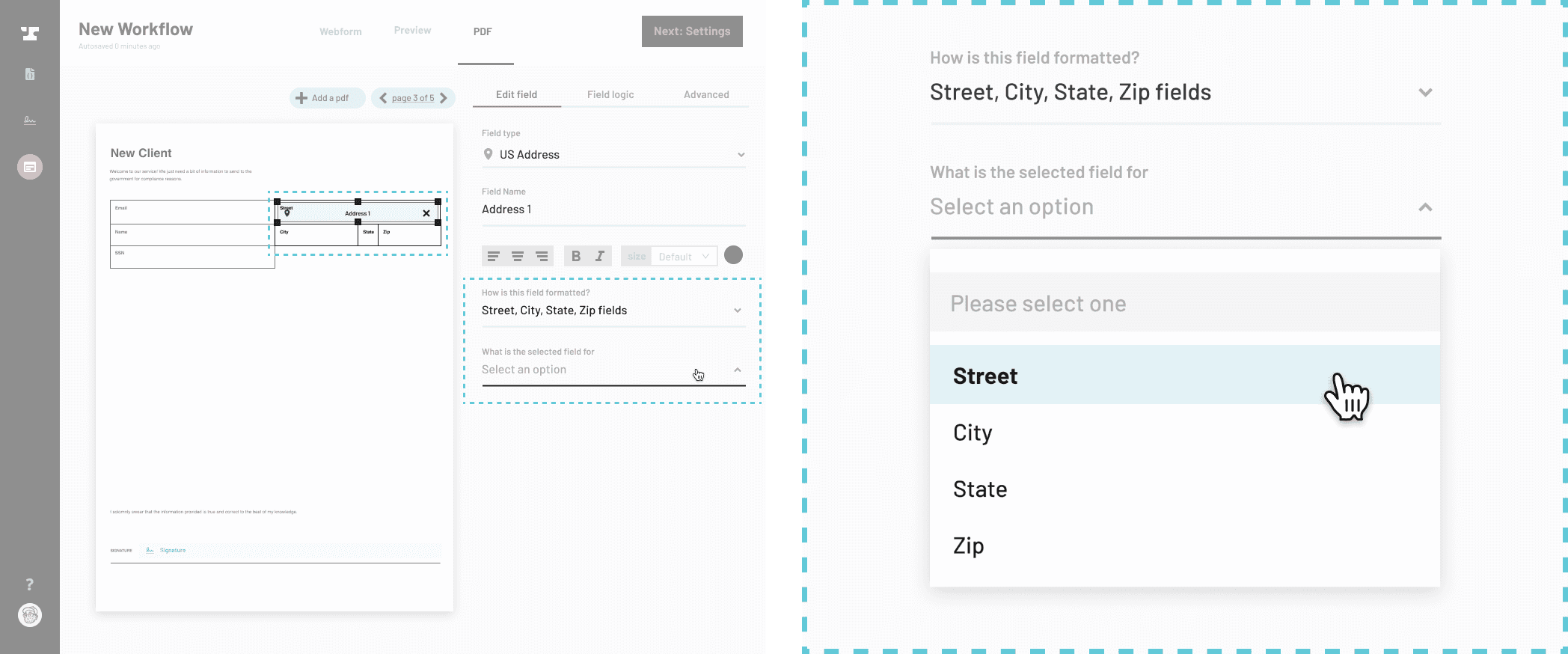 Add an address field to a PDF