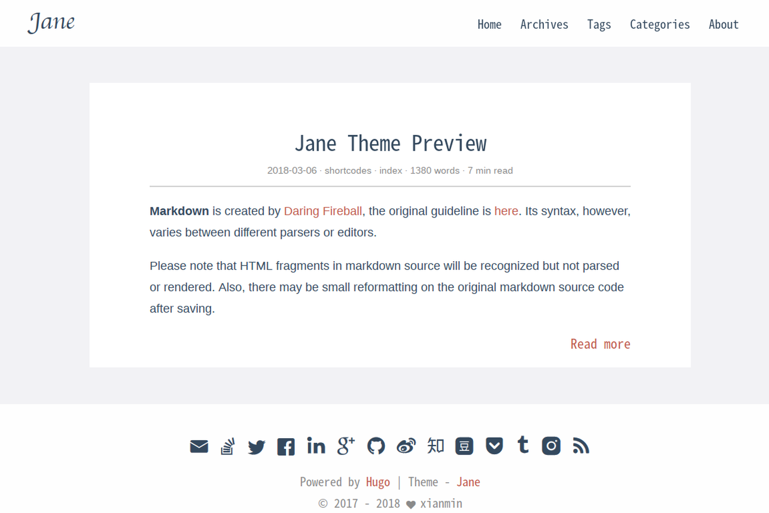 Jane | Hugo Themes