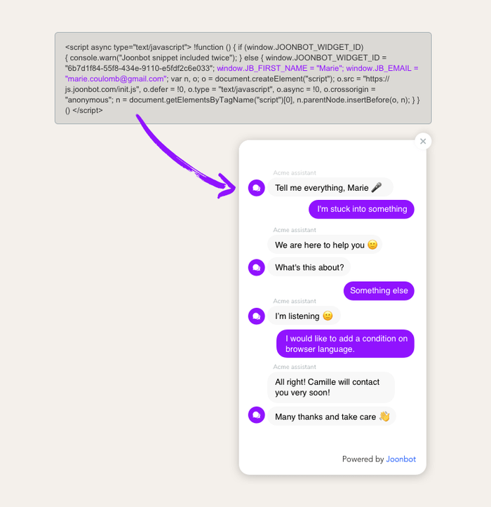 Chatbot hidden fields | Joonbot