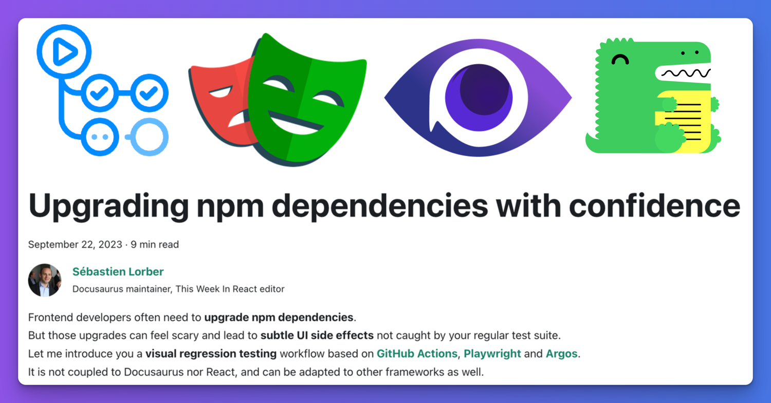 Upgrading frontend dependencies with confidence | Docusaurus