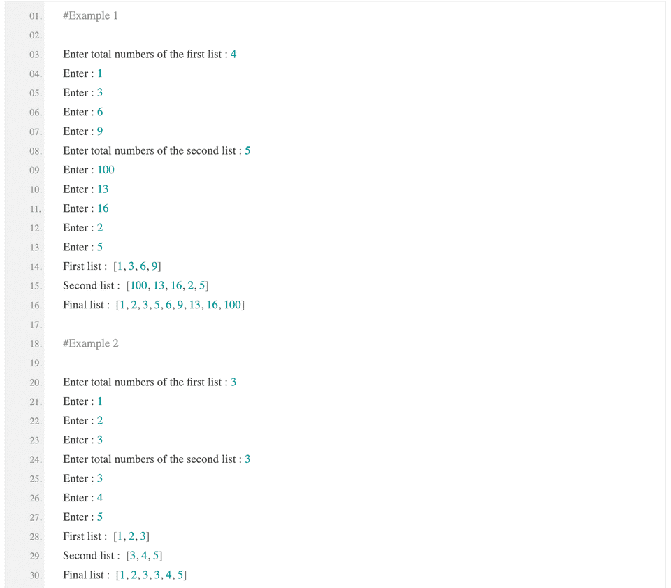 Python Program To Merge Two Lists And Sort It Codevscolor
