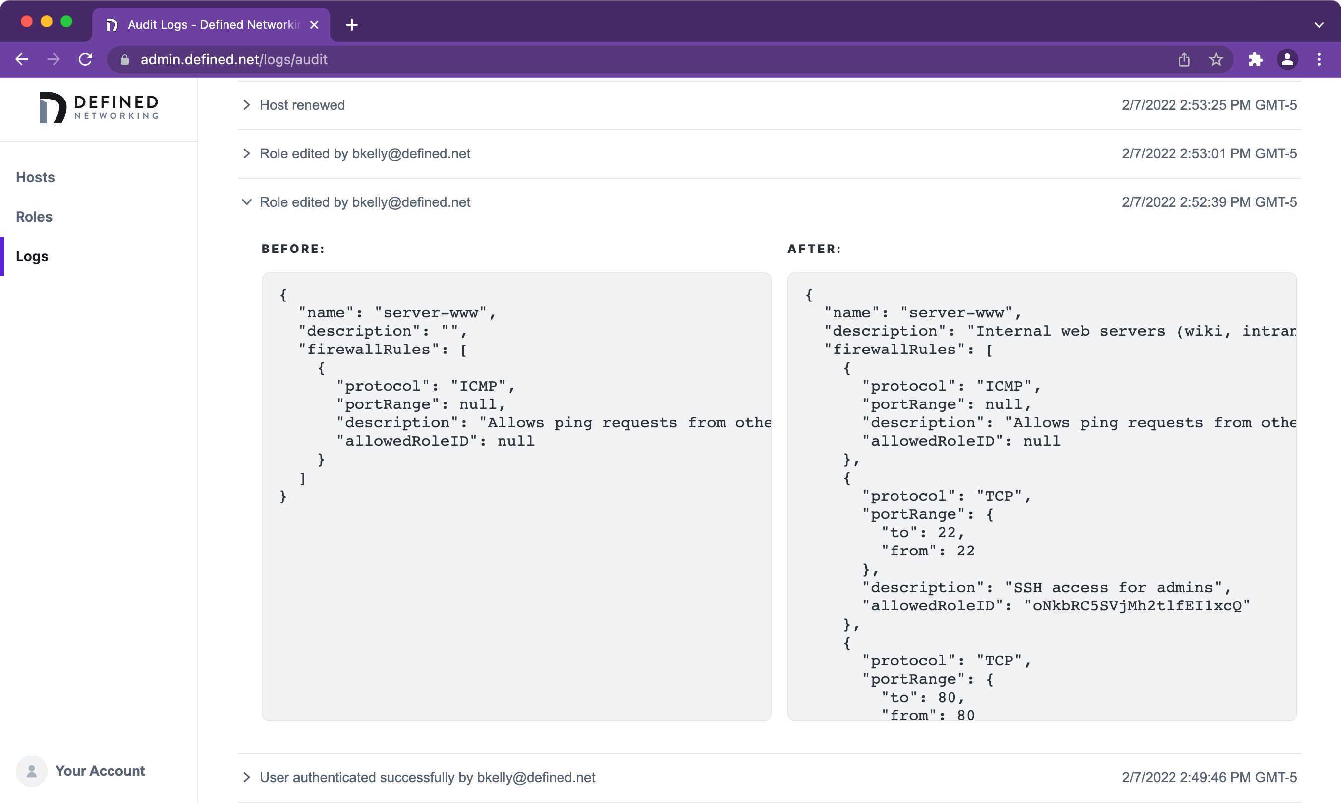 Newsletter - Advanced Firewall & Audit Logs - Defined Networking