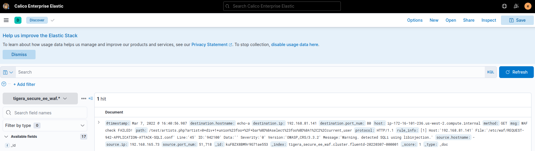 Workload-based Web Application Firewall (WAF) | Calico Documentation