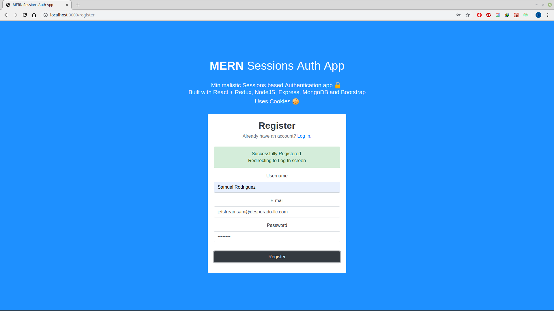 MERN Login/Sign-Up App · Shawn D'silva