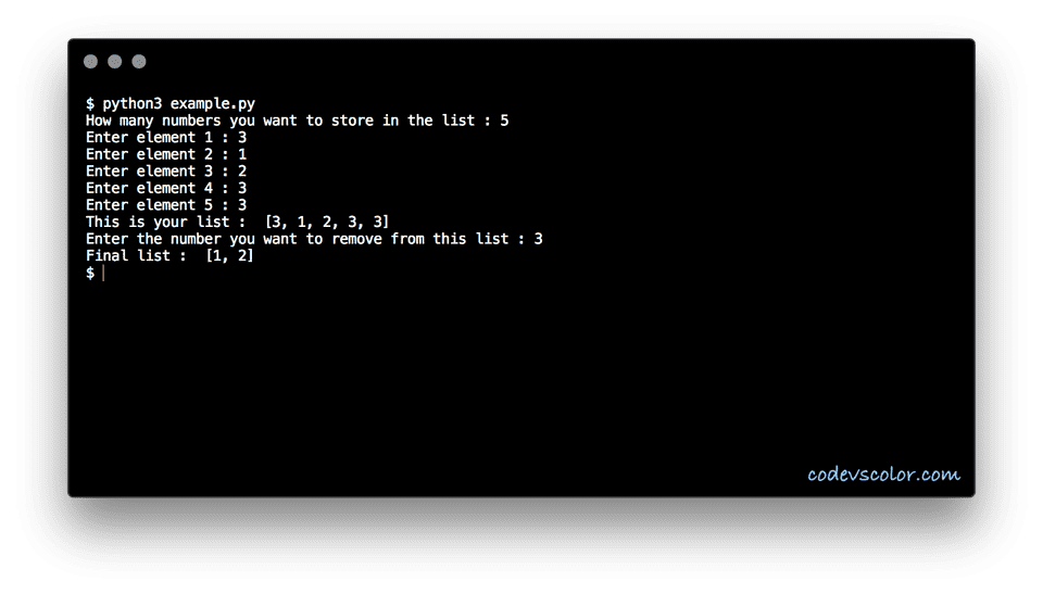 Python Program To Remove All Occurrence Of A Value From A List Hot