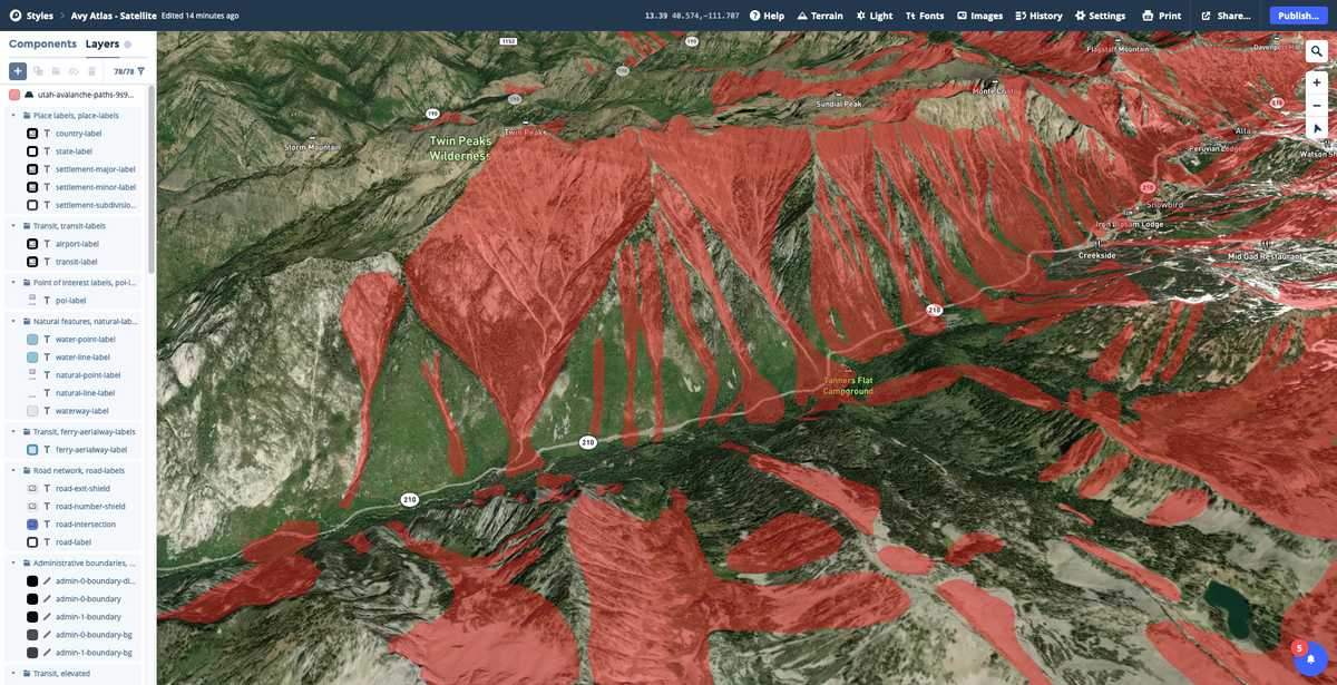 Mapbox Studio: Creating an Avalanche Atlas | Lost Creek Designs