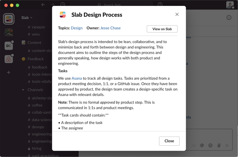 Slack Integration - Slab