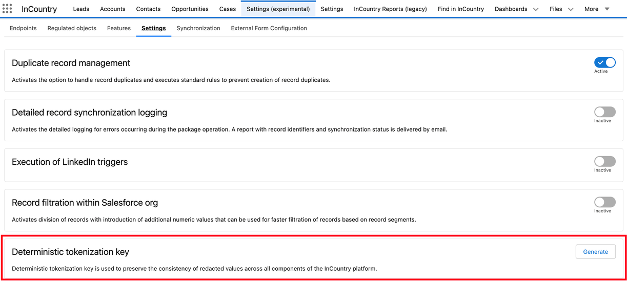 Managing settings - InCountry Docs