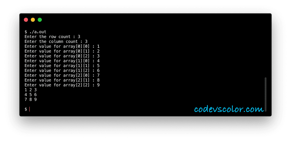 C program to pass a two-dimensional array to a different function - CodeVsColor