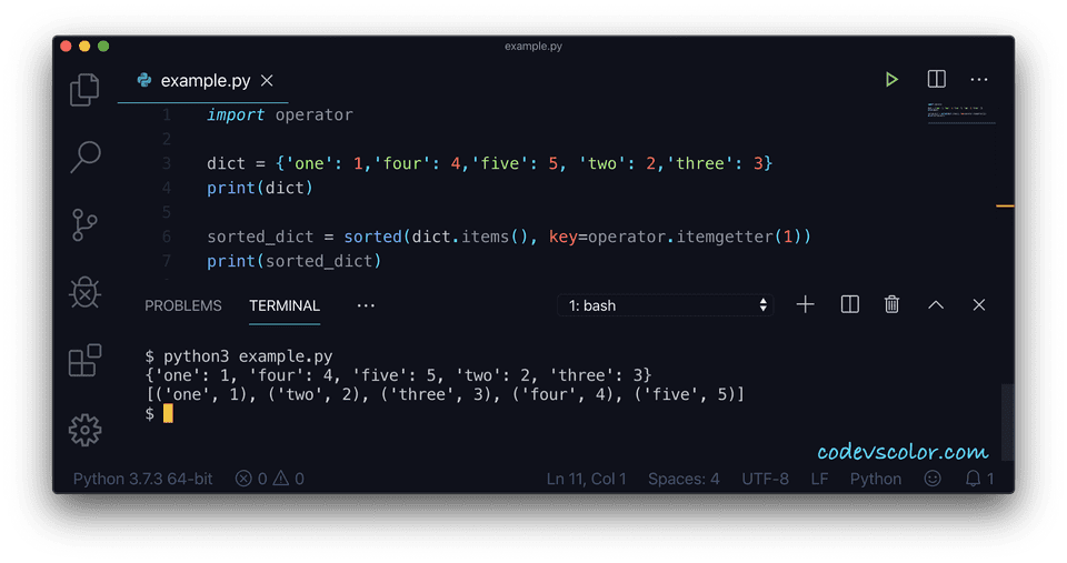 Sort a python dictionary by values - CodeVsColor