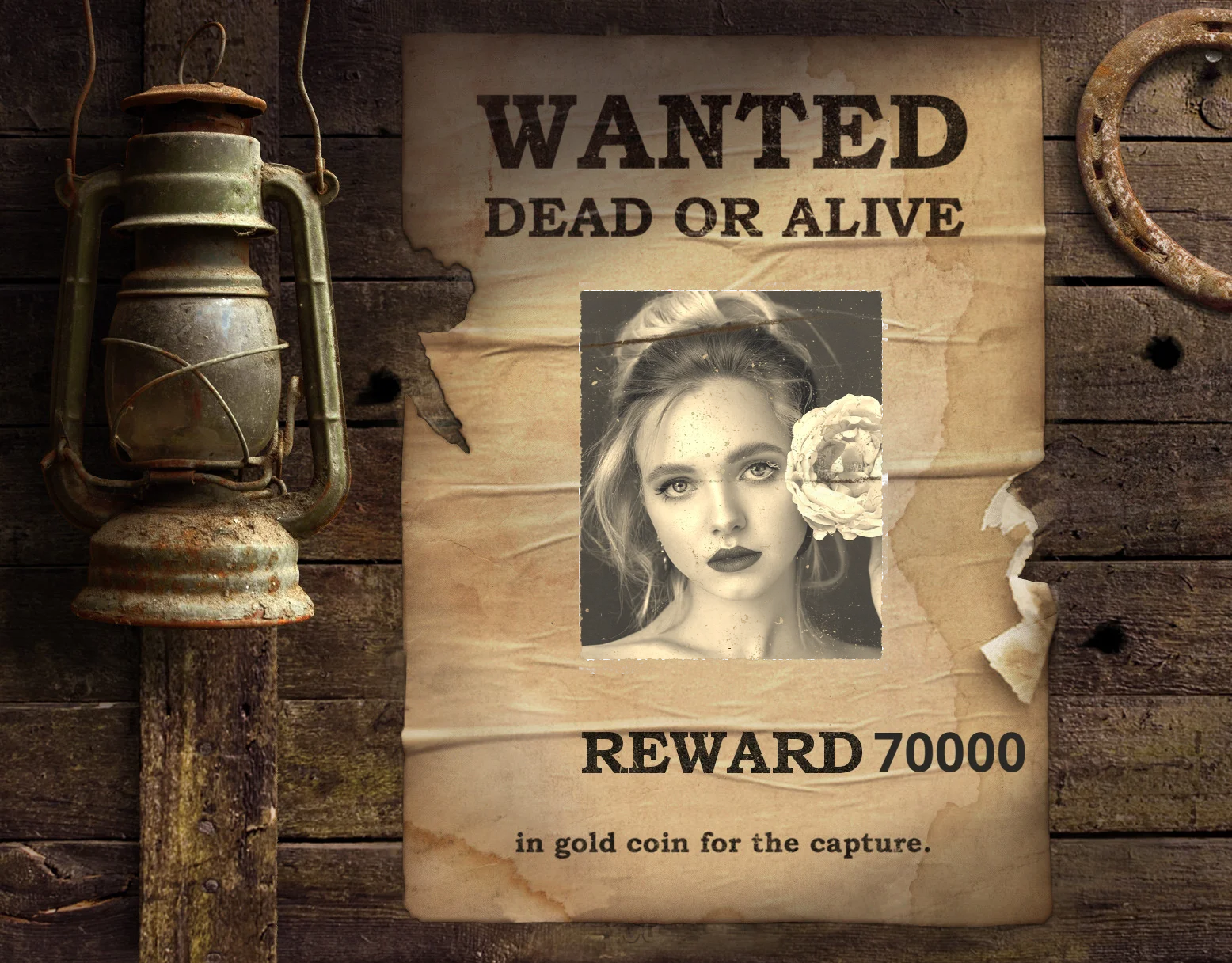 Add the wanted poster vintage photo effect to your images instantly