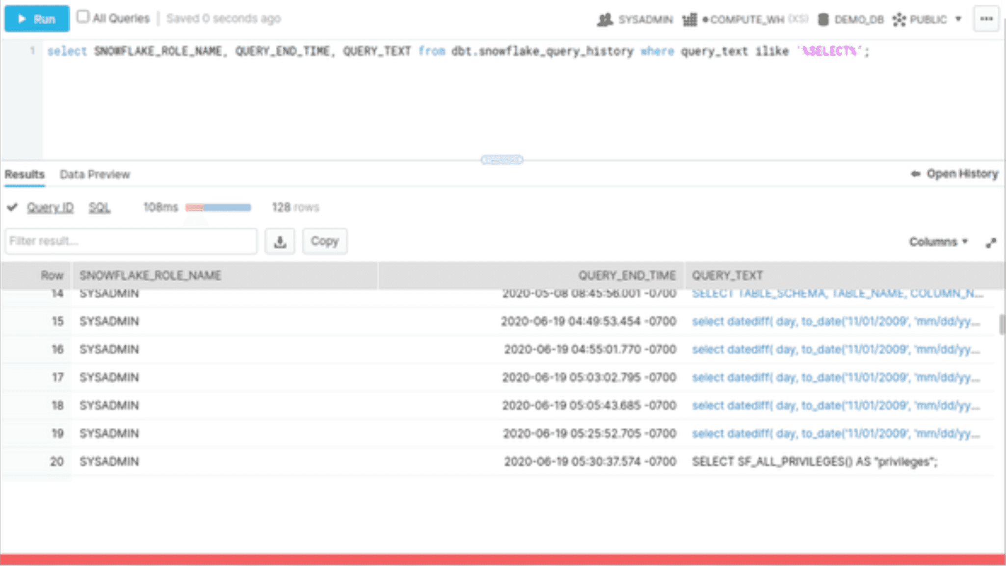 Snowflake retains data in these table functions for 7 or 14 days. If a ...