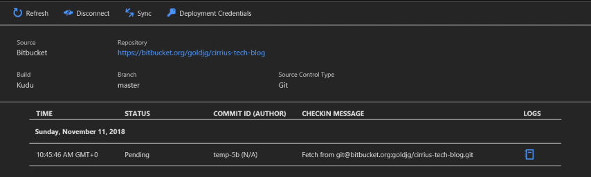 Grav in Azure part 3 - Creating an Azure Web App with code deployed from Git | CirriusTech ...