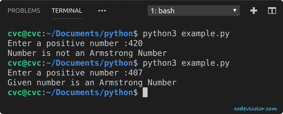 Python Program to find if a number is Armstrong or not - CodeVsColor