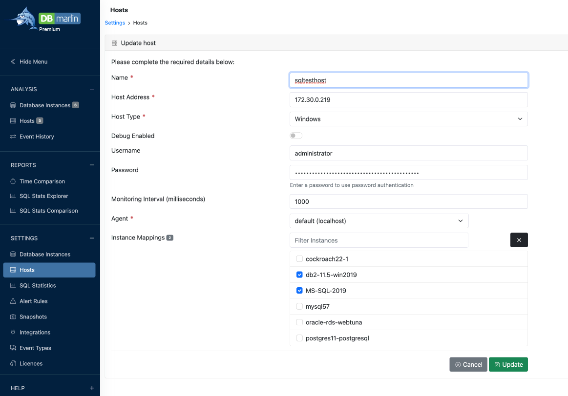 Host Settings | DBmarlin Docs and Knowledge Base Host Settings | DBmarlin Docs and Knowledge Base