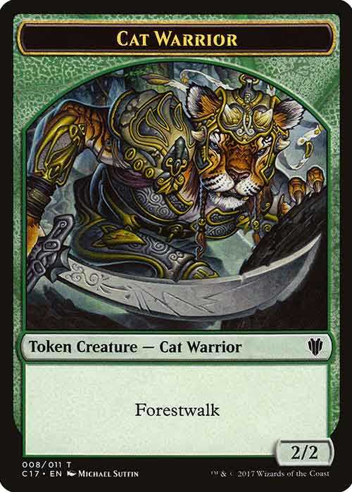 2/2 Green Cat Warrior Creature Token | MTG.onl Tokens