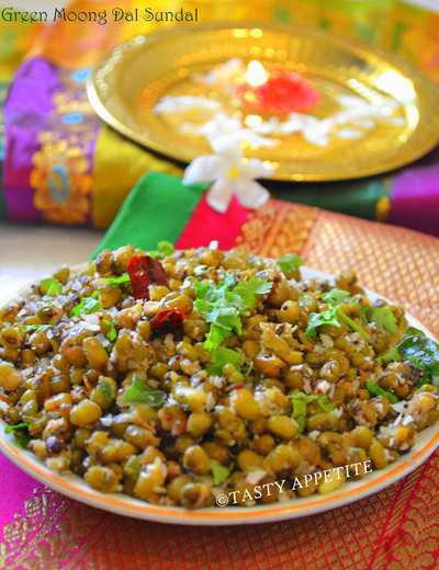 Green Moong Dal Sundal | Tasty Appetite