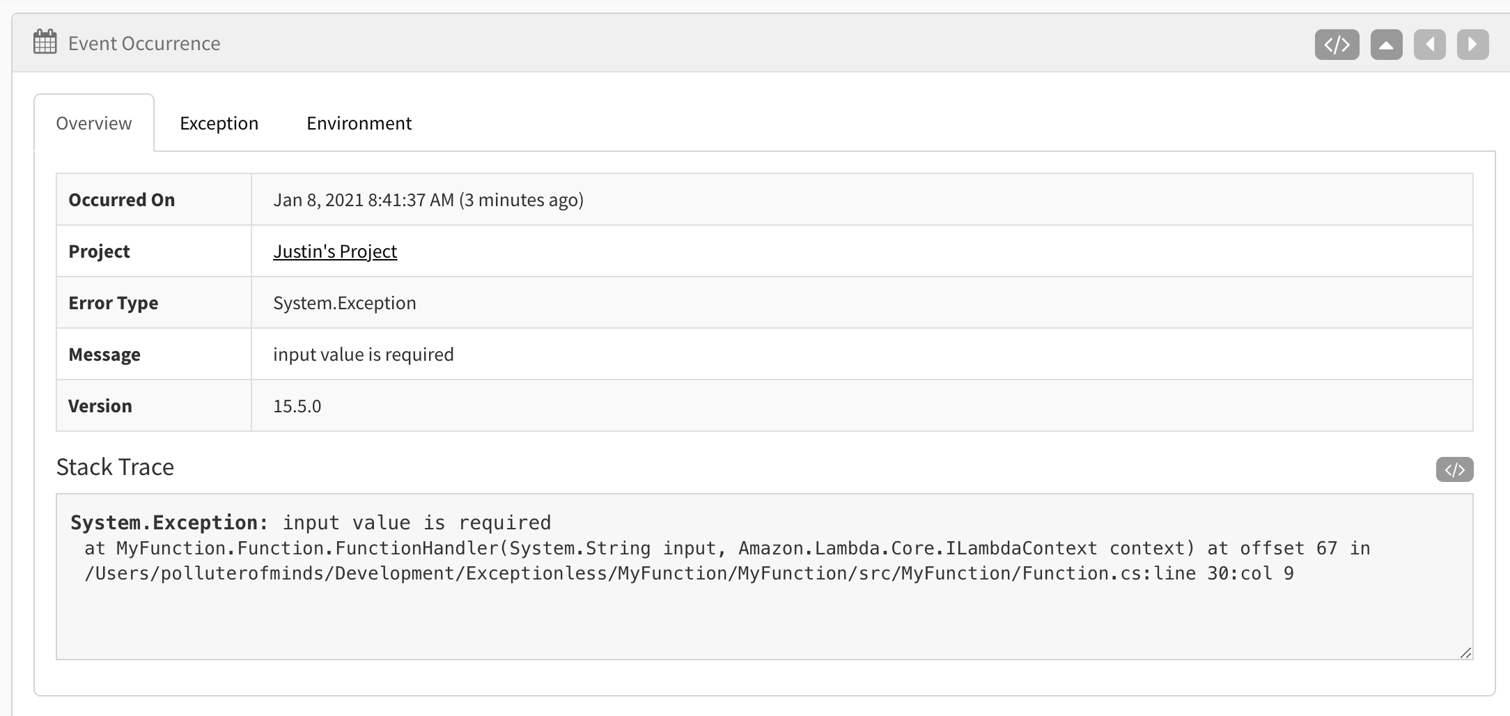Debugging a .NET Serverless App - Exceptionless