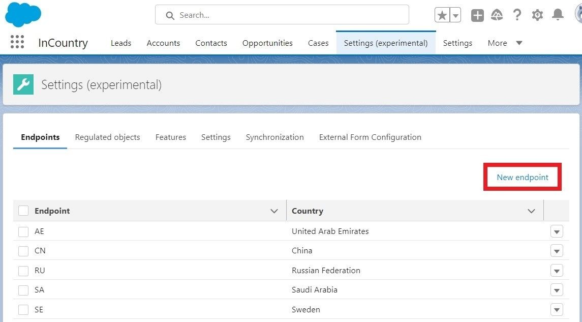Managing endpoints - InCountry Docs