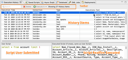 Datasert - Execution History - Realfire Help