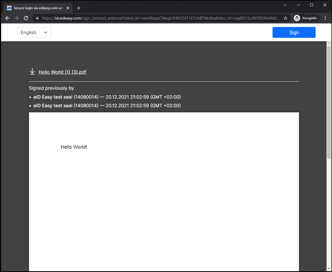eID Easy Signing Page Flow | eID Easy Docs